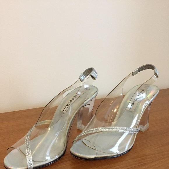 Mister Lorens | Shoes | Clear Lucite Block Heels Sandals Worn Once Prom ...